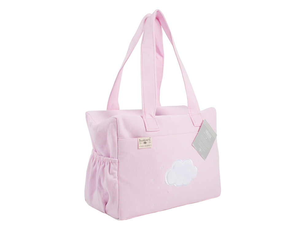 Pañalera 100% Algodón Pima Rosa - Bordado Nube | Bambineto
